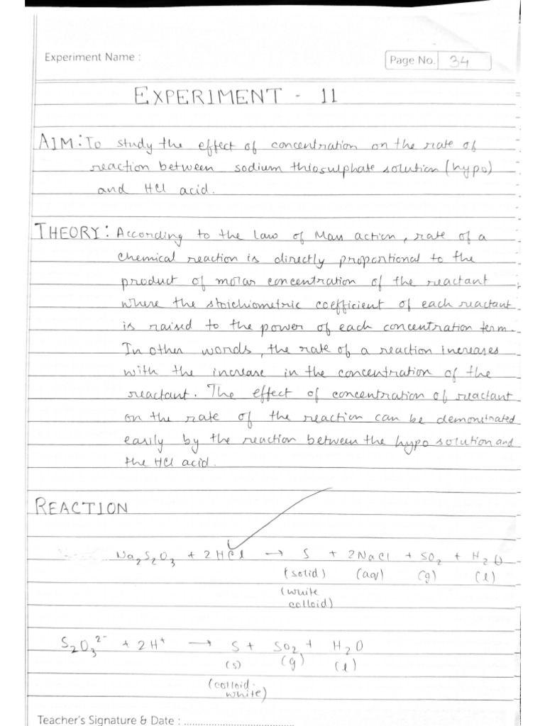 Practical - Rate of reaction (11 & 12) | PDF