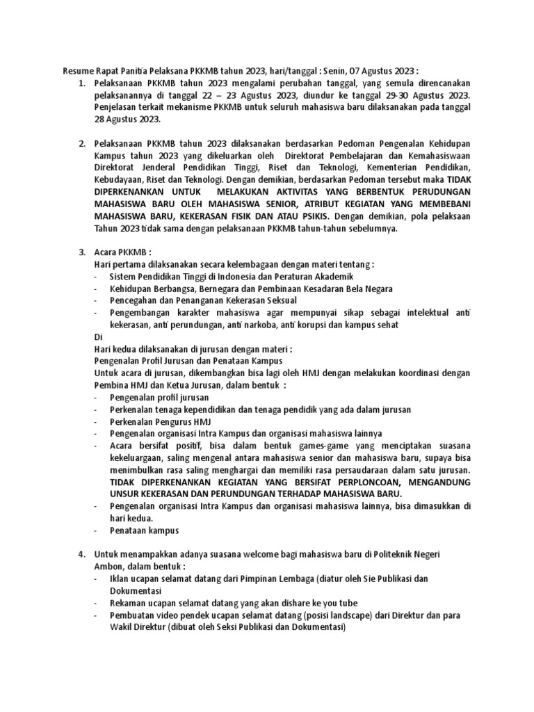 Panduan PKKMB 2023 Politeknik Ambon | PDF