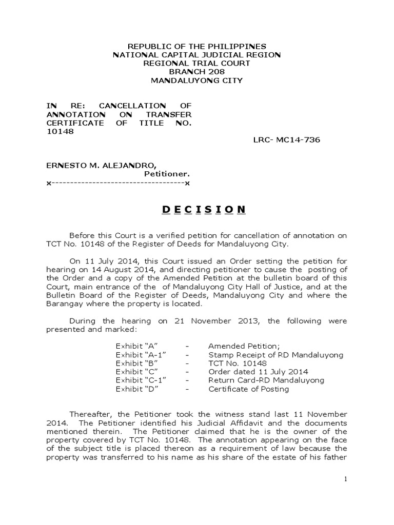 Alejandro Cancel Adverse Claim Annotation | PDF | Common Law | Justice