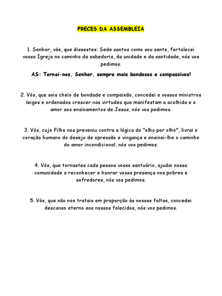 Preces Da Assembleia | PDF