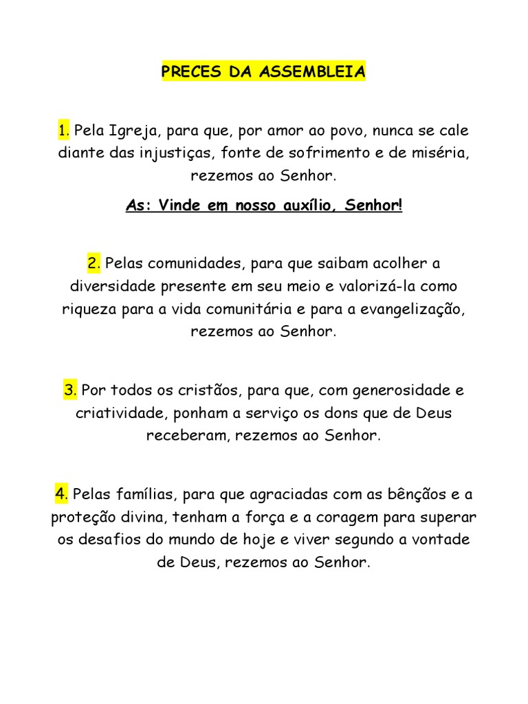 Preces Da Assembleia | PDF | Ciências Sociais | Gastronomia, comida e vinho