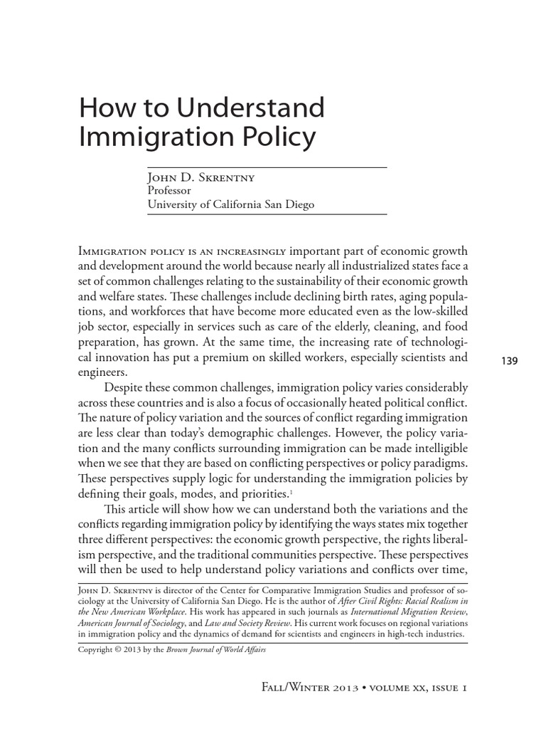 How To Understand Immigration Policy (2013), Skrentny | PDF