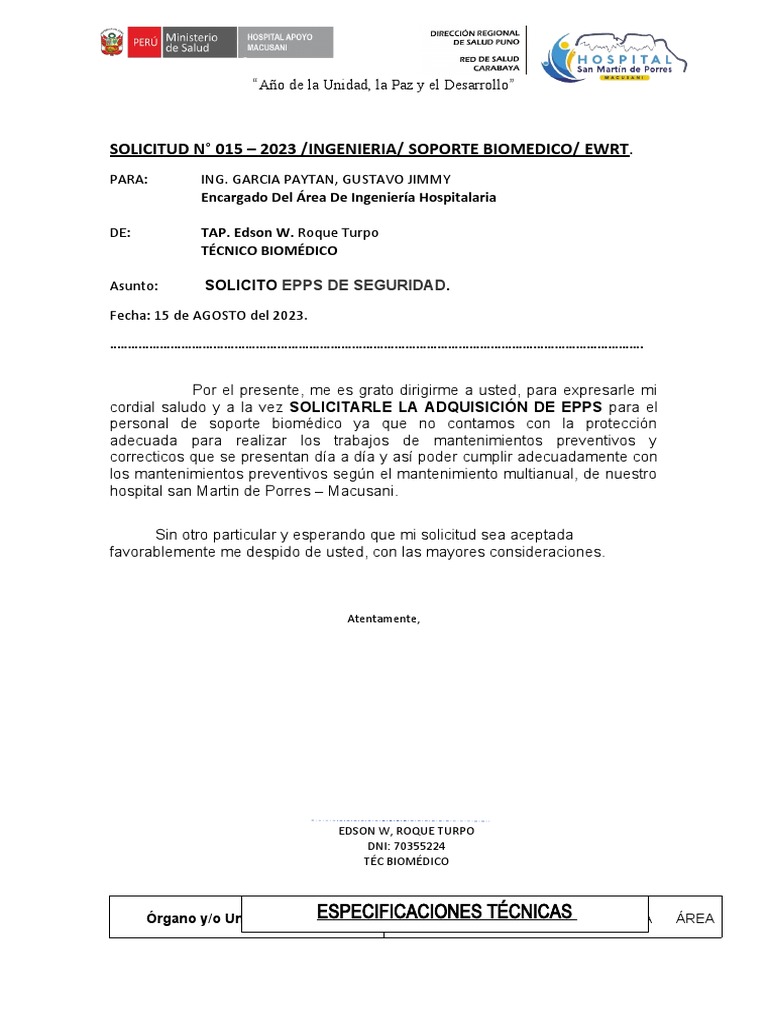 Solicitud #015 DE EPPS | PDF | Corrupción política | Materiales