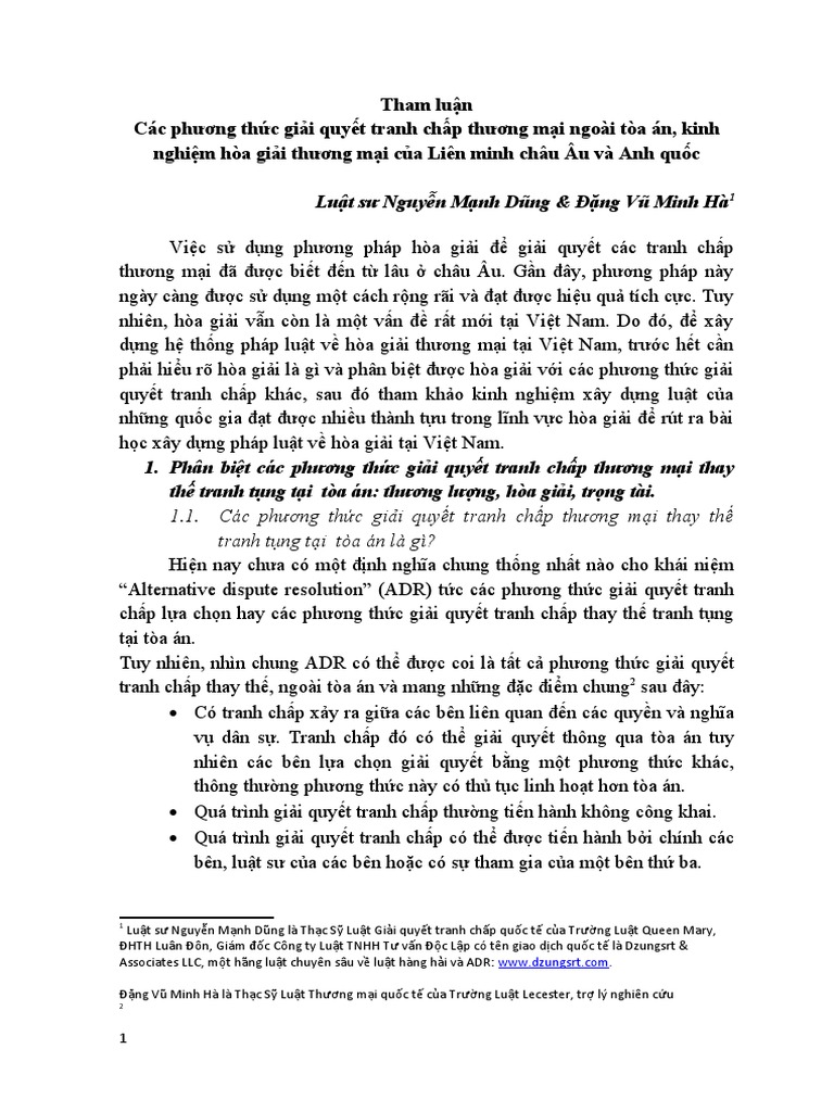 Cac PHNG THC Gii Quyt Tranh CHP TH | PDF