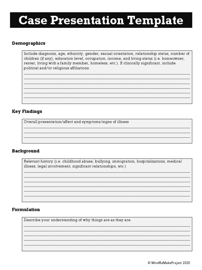 Case Presentation Template | PDF | Psychology | Behavioural Sciences