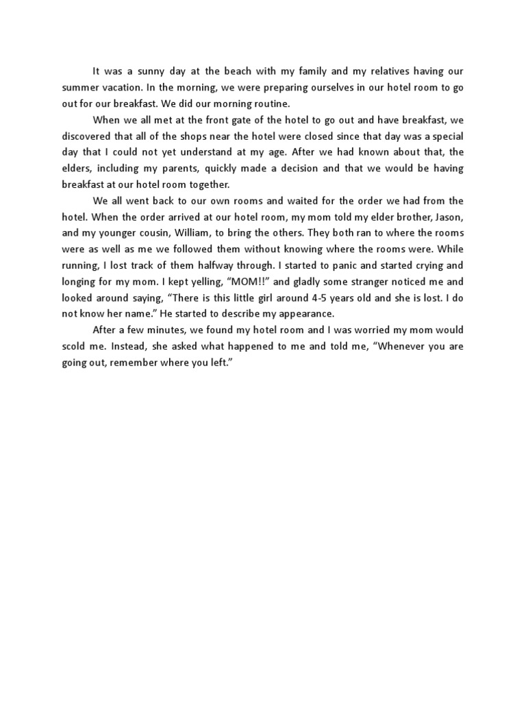 Narrative - A Time When You Got Lost Somewhere | PDF