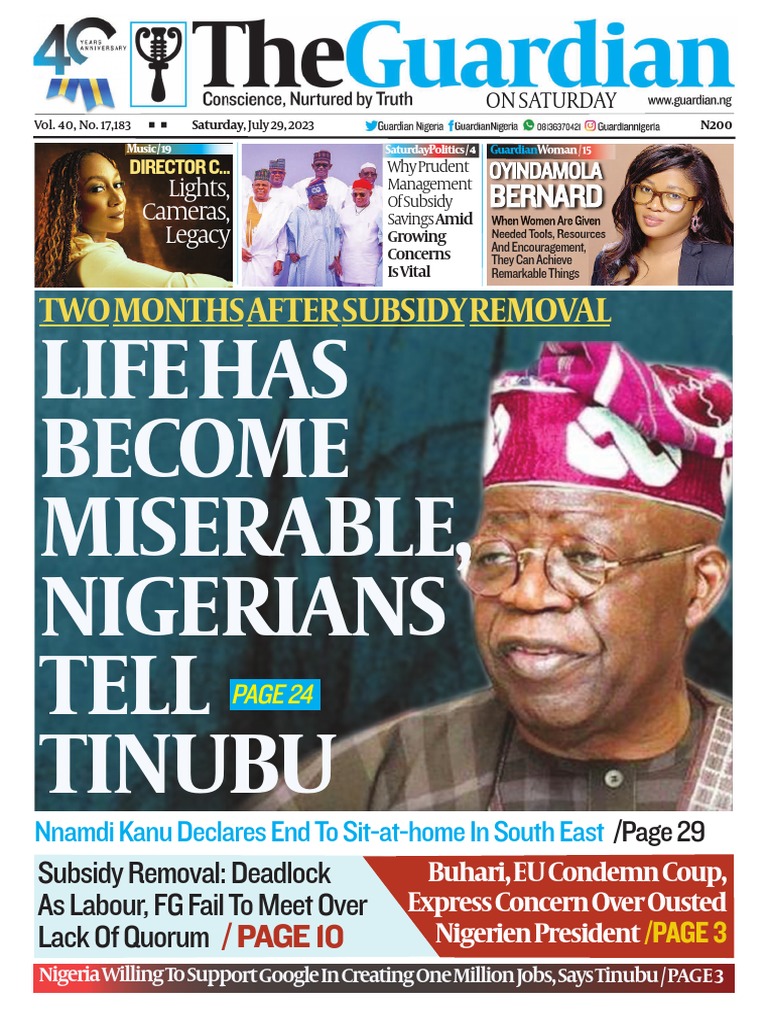 The Guardian NG 29th July 2023 | PDF | Cost Of Living | Nigeria
