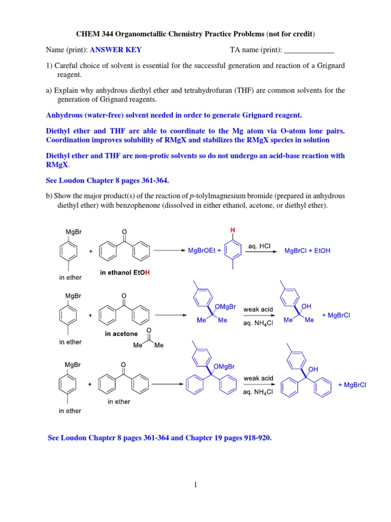 Spring 2015 OMET Practice Problem Set KEY | PDF | Catalysis | Chemical ...