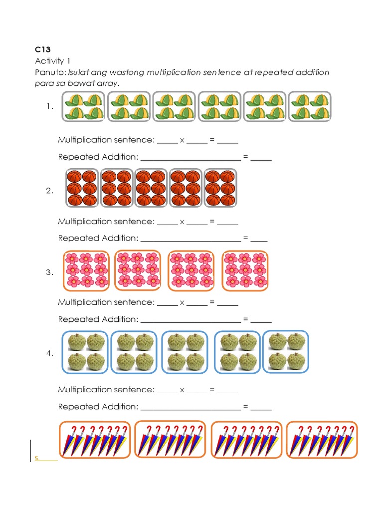 Repeated Addition and Multiplication Activities | PDF