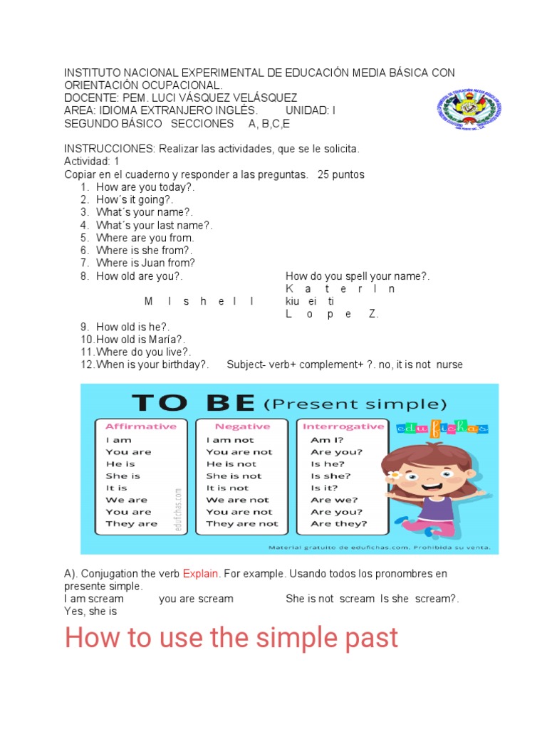 Hoja de Trabajo Segundo Inglés | PDF