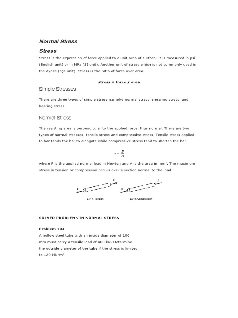 Topic 2 - Normal Stress | PDF | Stress (Mechanics) | Ultimate Tensile ...