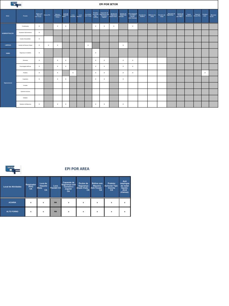 00 - Matriz de Epi's | PDF | Chapelaria