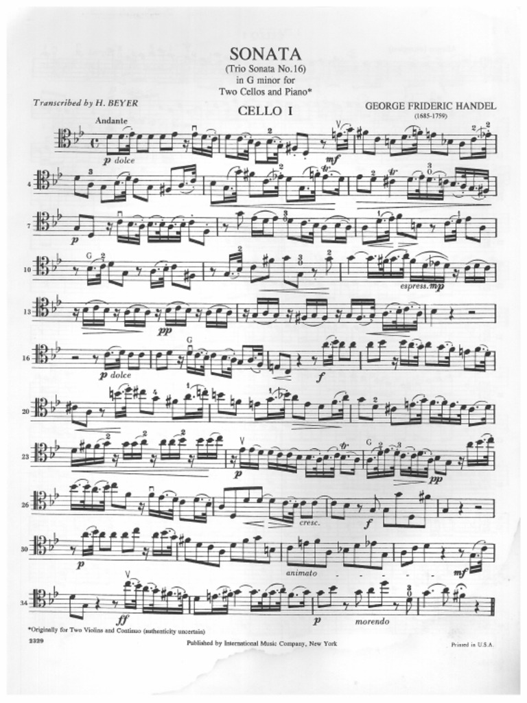 Handel_-_Trio_Sonata_VLC1 | PDF