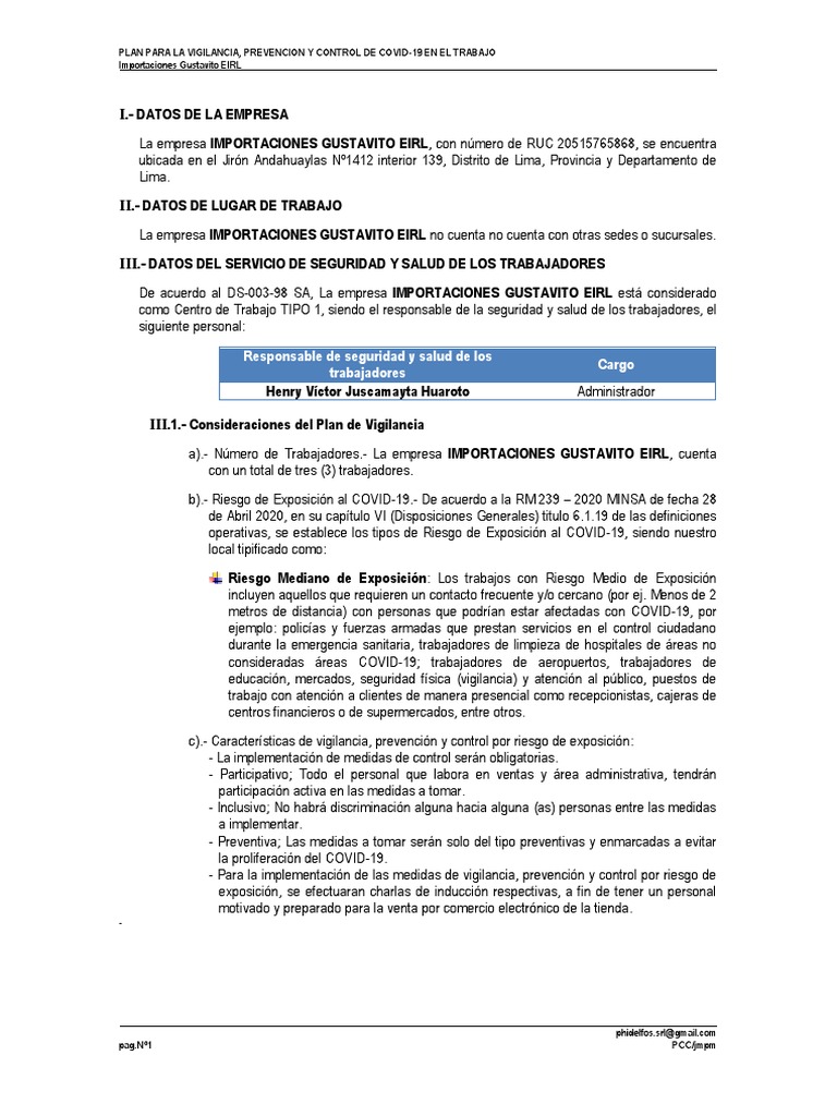 PLAN Importaciones Gustavito EIRL Tienda | PDF