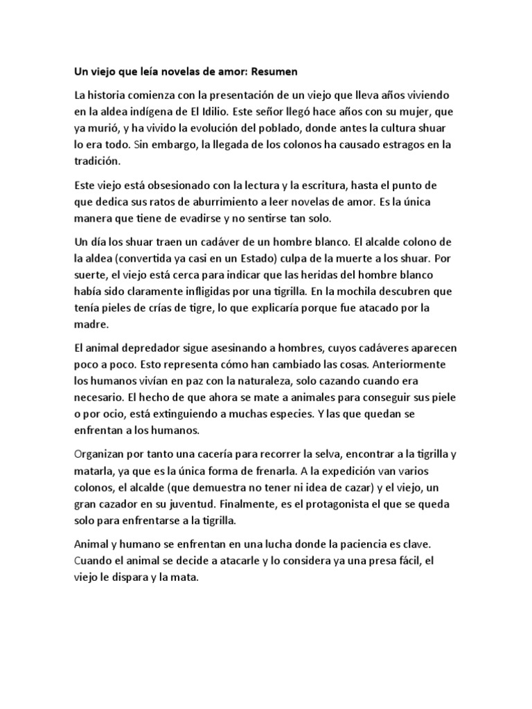 Resumen de Un Viejo Que Leia Novelas de Amor | PDF