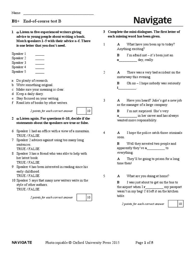 End-Of-Course Test B | PDF