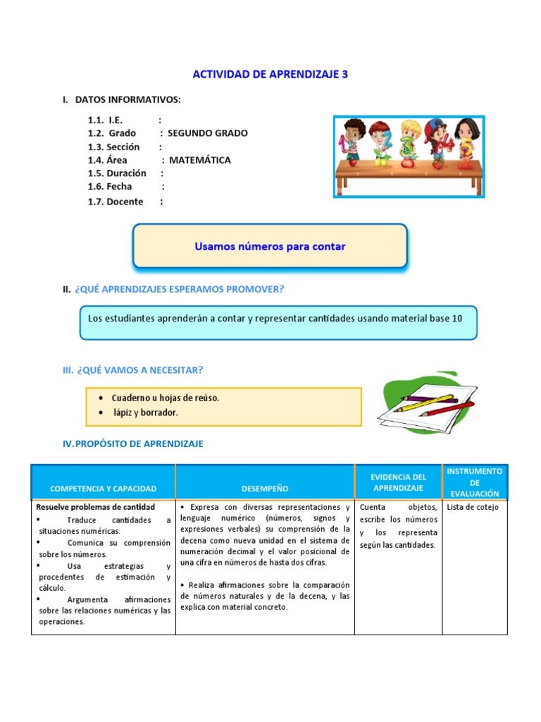 2do D3 A1 SESION Usamos Números para Contar | PDF