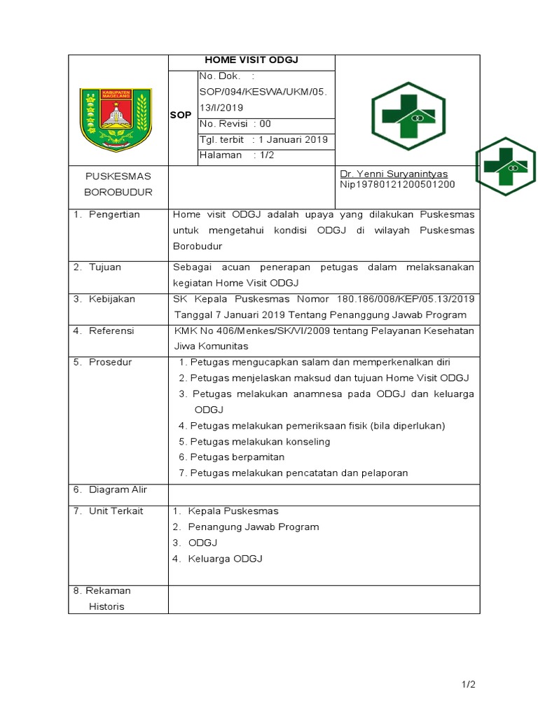 Sop Home Visit Odgj | PDF
