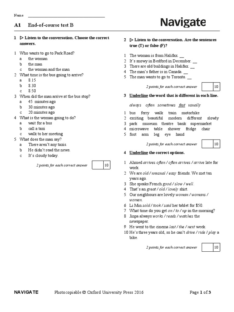 End of Course Test B | PDF