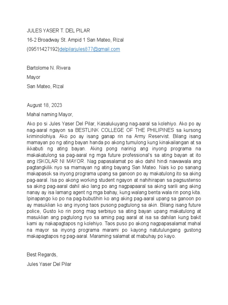 Iskolar Ni Mayor Application | PDF