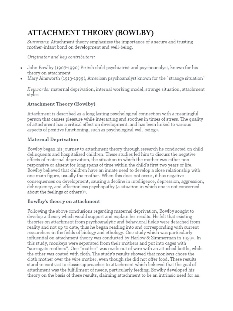 Attachment Theory | PDF