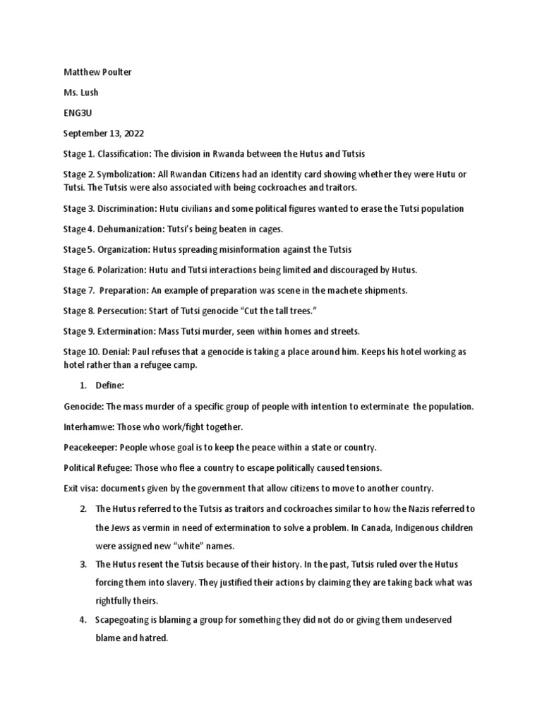 Hotel Rwanda Worksheet | PDF
