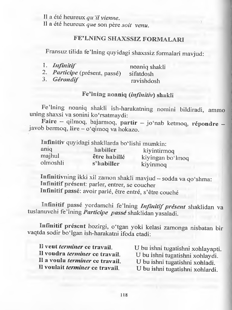Fe'llarning Shaxssiz Formalari | PDF
