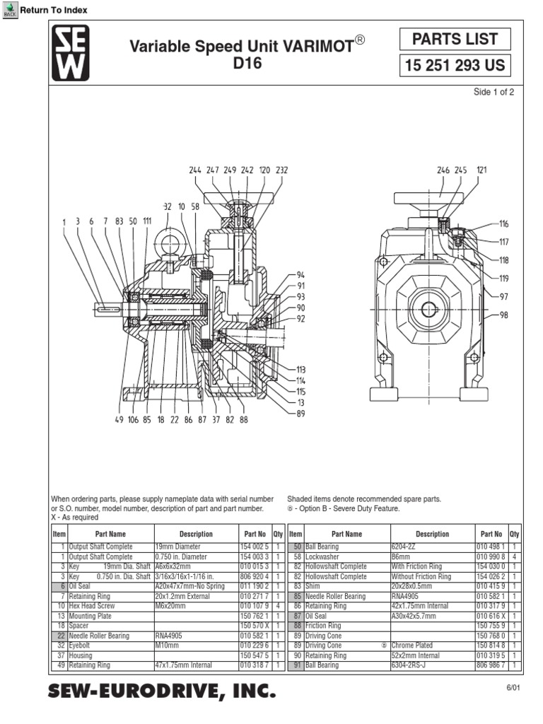 Variable Speed Unit VARIMOT D16: Sew-Eurodrive, Inc | PDF
