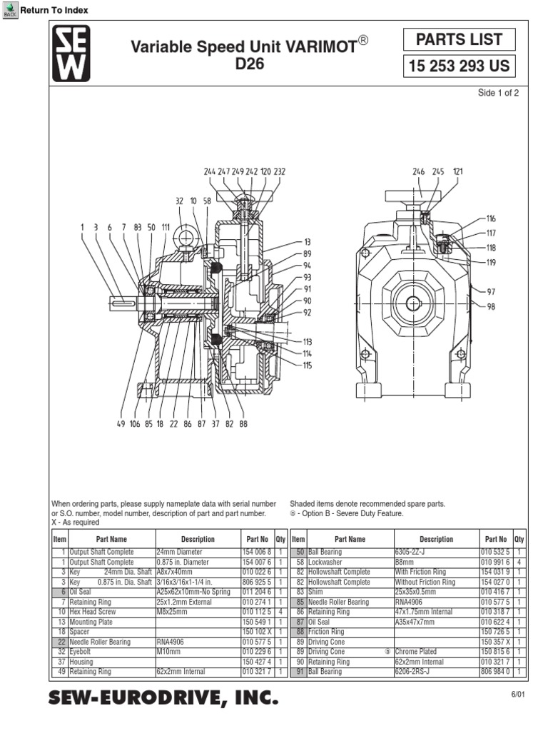 Variable Speed Unit VARIMOT D26: Sew-Eurodrive, Inc | PDF | Machines | Manufactured Goods
