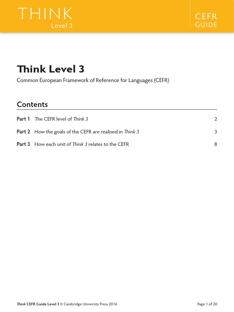 Think Level 3 Cefr | PDF