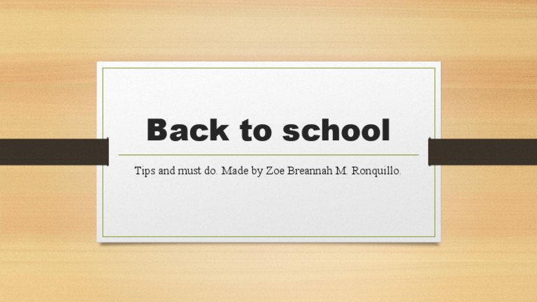 Back To School | PDF
