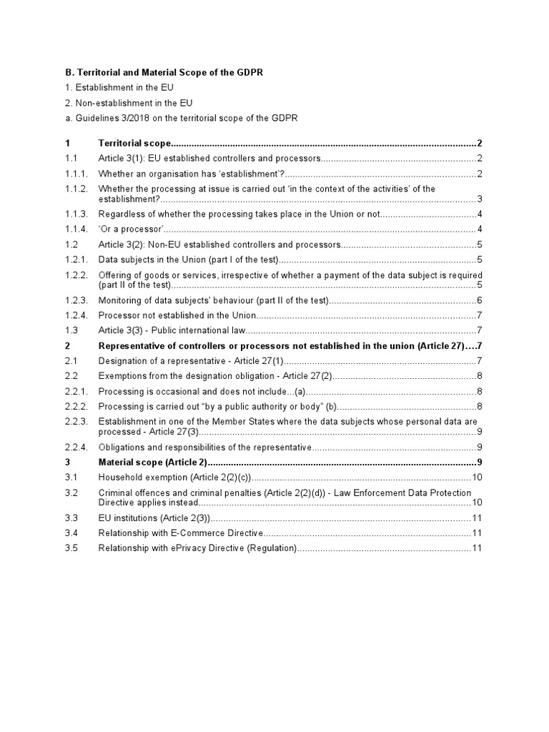B. Territorial and Material Scope of The GDPR | PDF