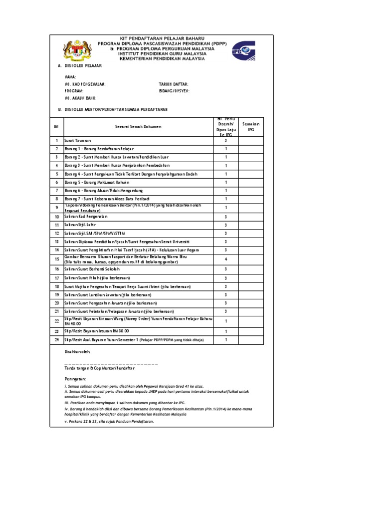 02 Kit Pendaftaran Pelajar Pdpp 02 Pdf