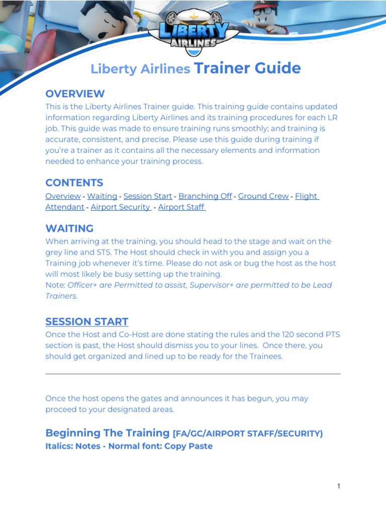Liberty Airlines - Trainer Guide | PDF