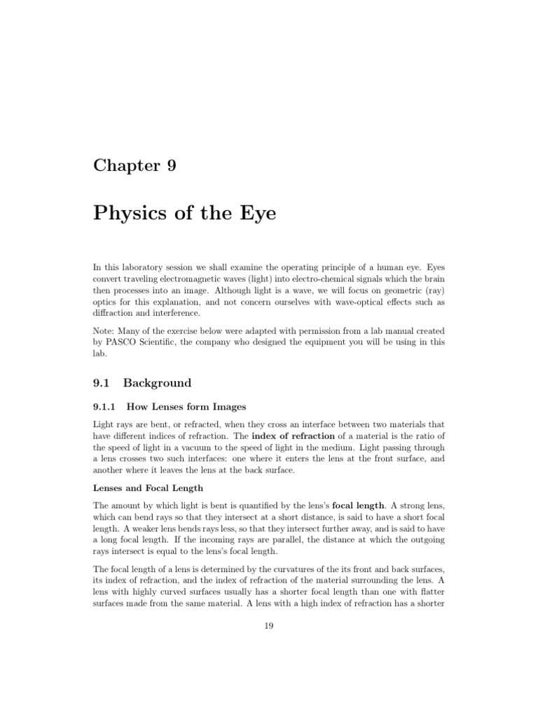 Physics of The Eye | PDF | Eye | Refraction
