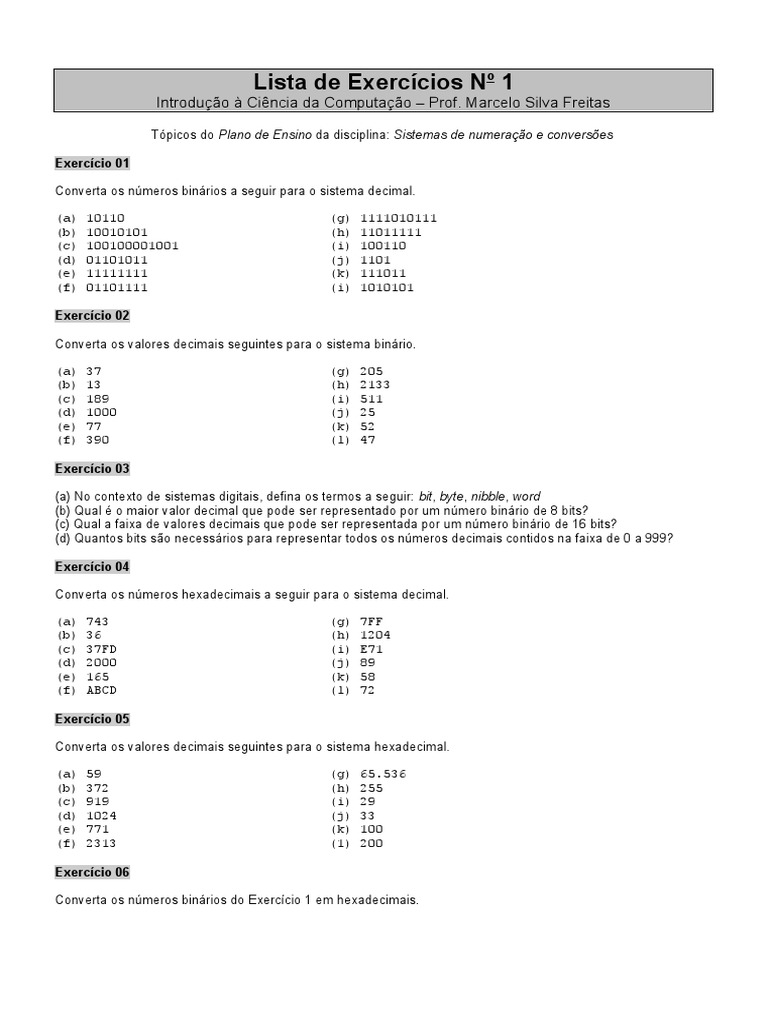 ListaDeExercicios Visualg Portugol | PDF | Aritmética | Notação matemática