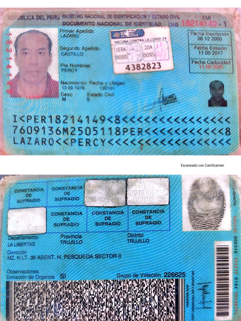 Dni - Lazaro Castillo Percy | PDF