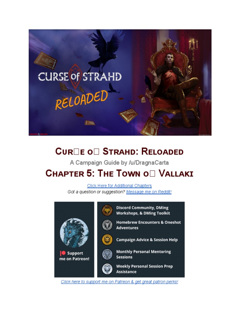 Curse of Strahd_ Reloaded - Town of Vallaki (Revised) | PDF