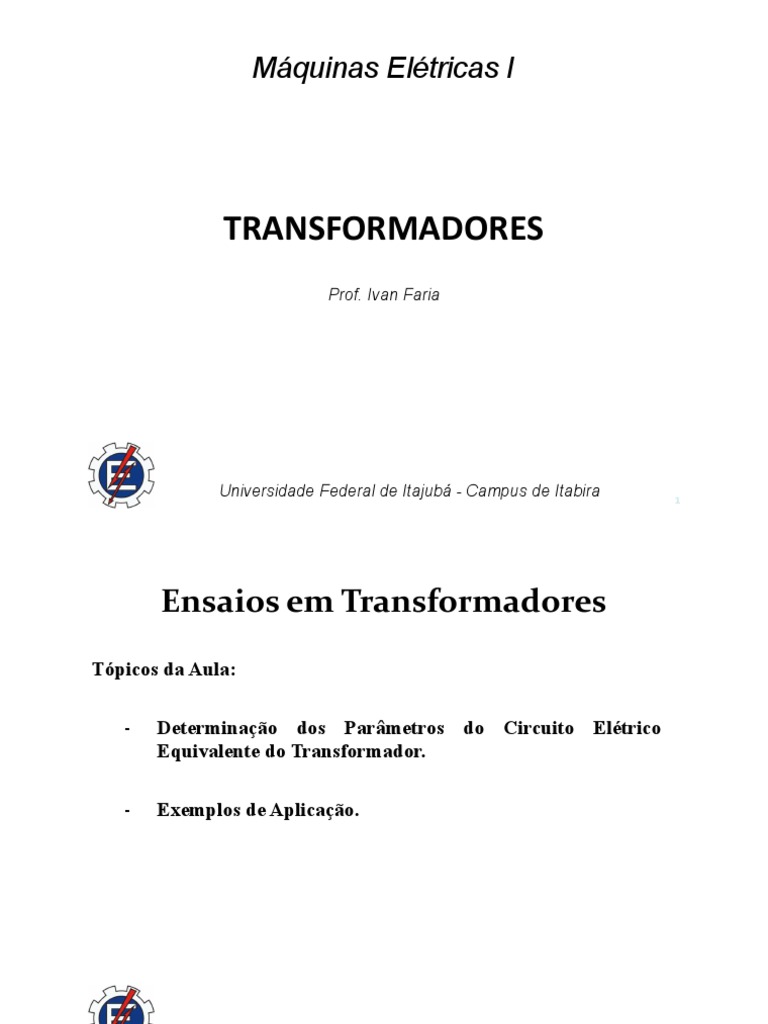 Aula 06 - Transformadores - Determinação de Parâmetros | PDF ...