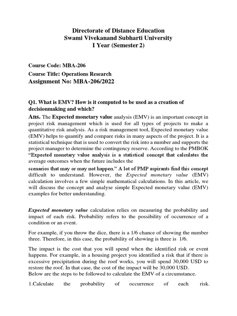 Mba Operations Research | PDF