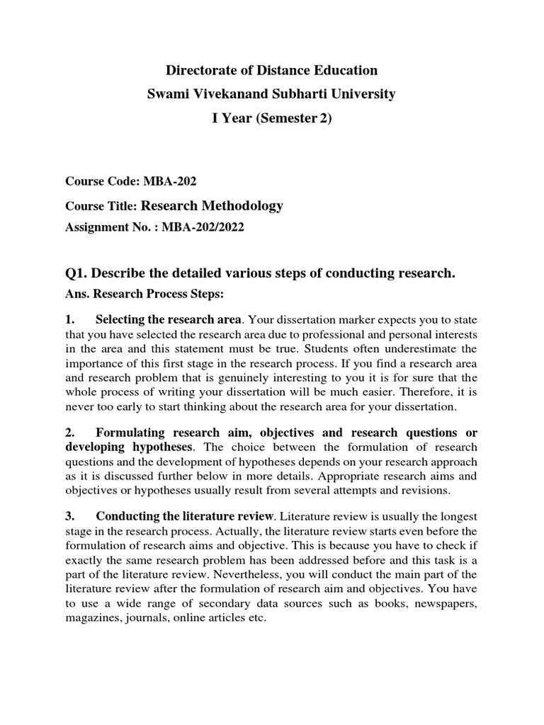 Mba Research Methodology | PDF