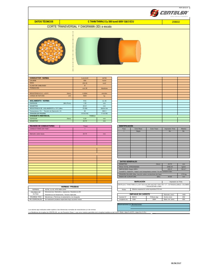 500 Kcmil Rigido | PDF | Resistencia Eléctrica y Conductancia ...