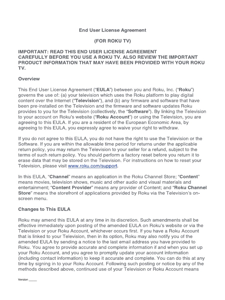 Roku TV Eula | PDF