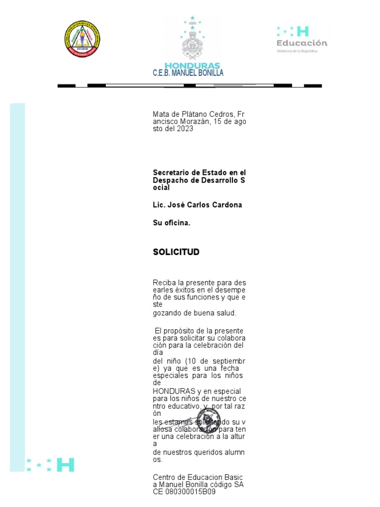 Solicitud Dia Del Niño | PDF