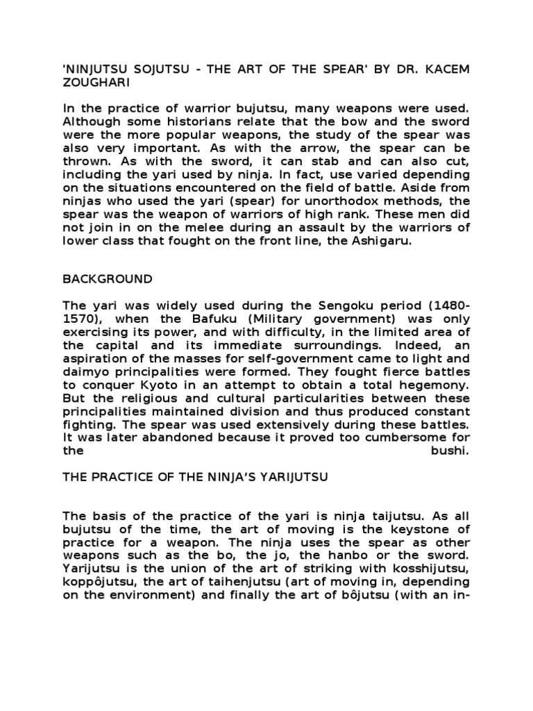 Ninjutsu Sojutsu | PDF | Ninja | Spear