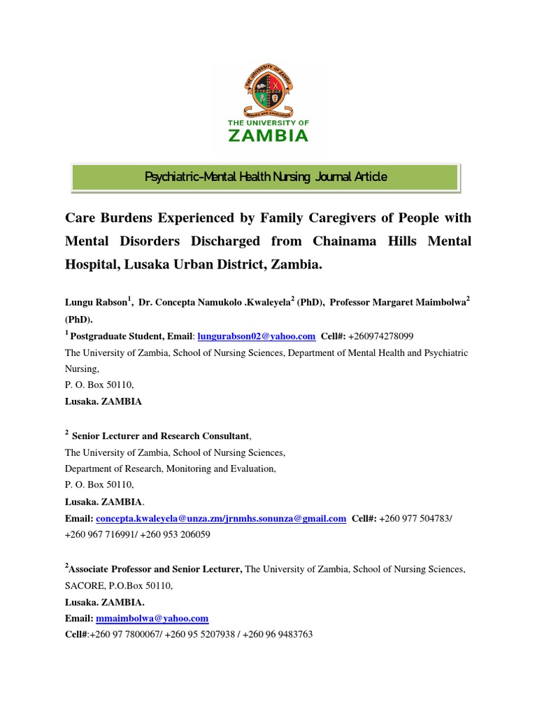 LUNGU UPLOAD RABSON JOURNAL ARTICLE MSC UNZASoN-merged | PDF | Self-Improvement