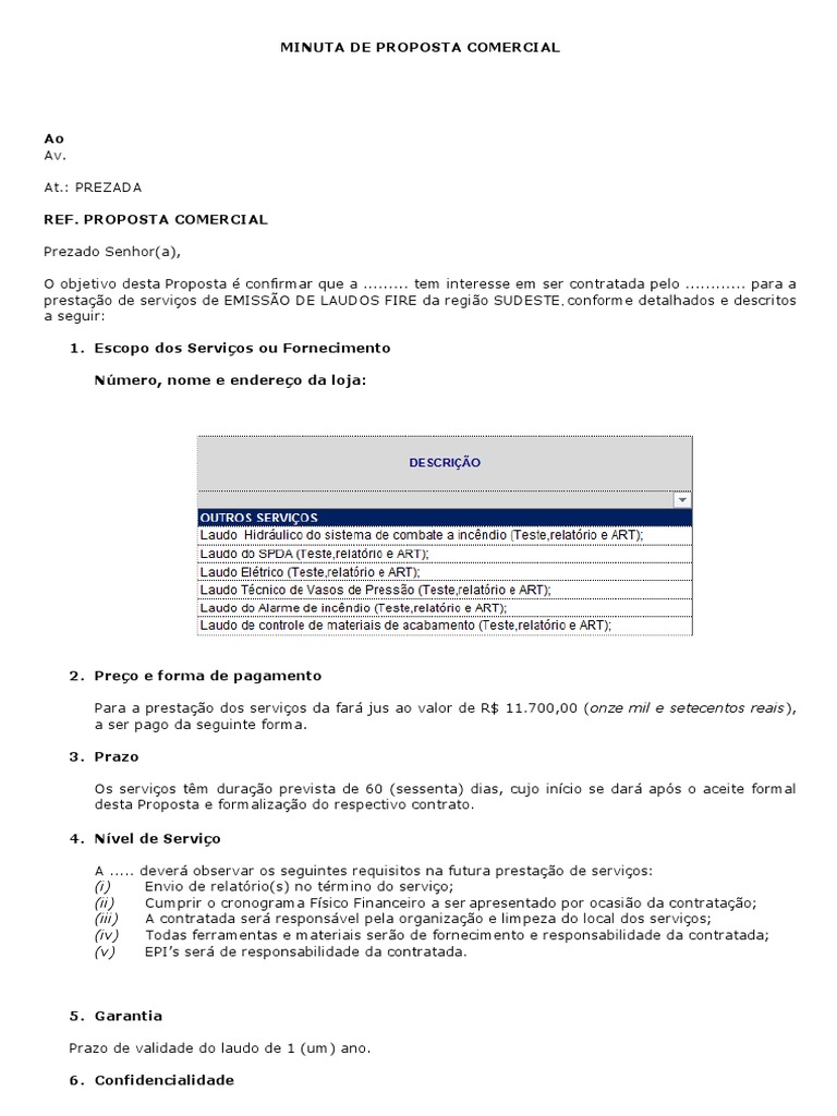 Minuta de Proposta Comercial | PDF