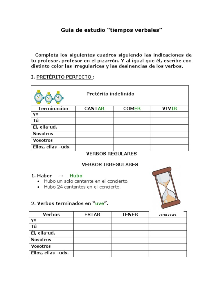Guía Completa de Tiempos Verbales | PDF | Verbo | Sintaxis