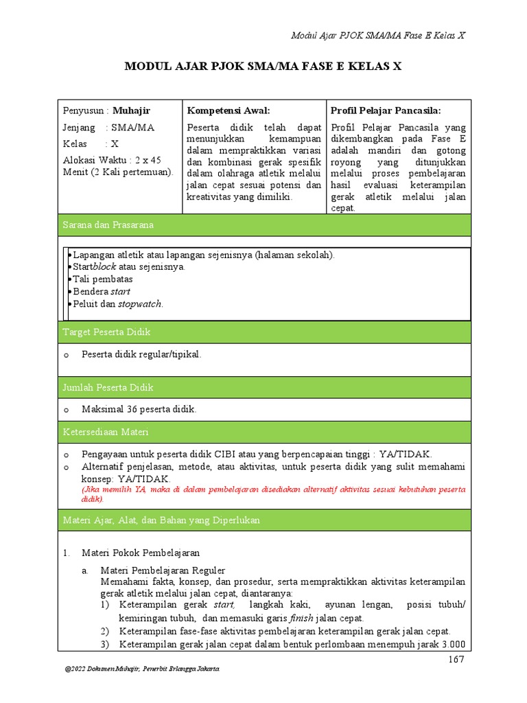 07 Modul Ajar Jalan Cepat - Sma X - 08!05!2022 - Siap | PDF