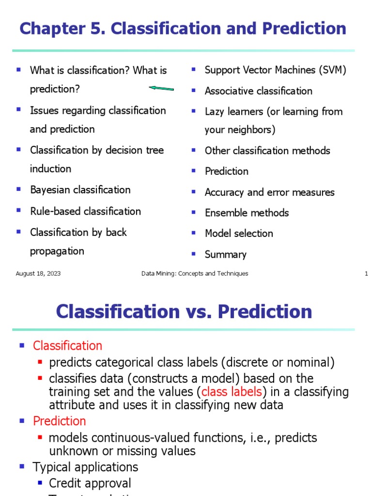 Chapter 5. Classification and Prediction | PDF